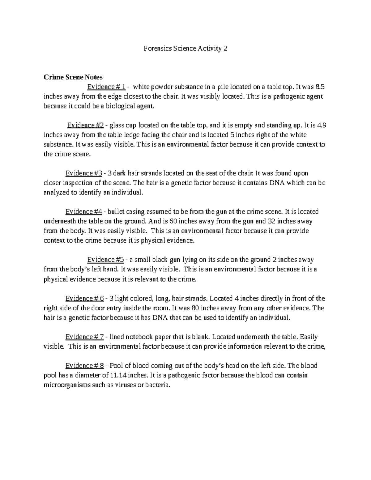 Forensics Science Activity 2 - Google Docs - Forensics Science Activity ...