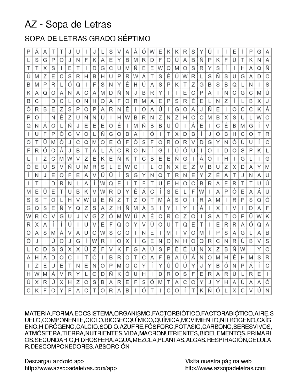 Sopa de letras grado septimo - AZ - Sopa de Letras SOPA DE LETRAS GRADO ...