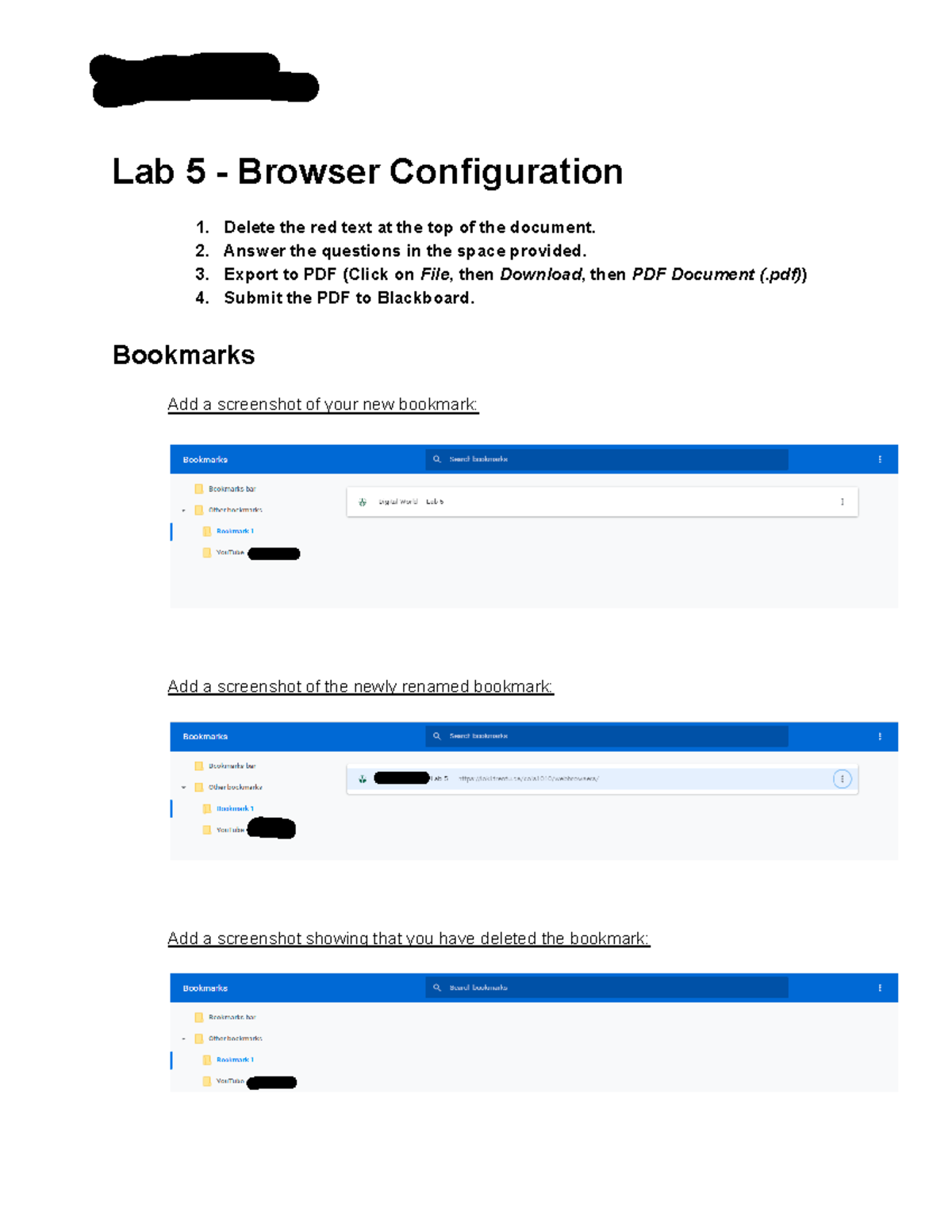 COIS 1010 Lab 5 - Browser Configuration - Name: Jordan Walter Student Number: 0614537 Lab 5 ...