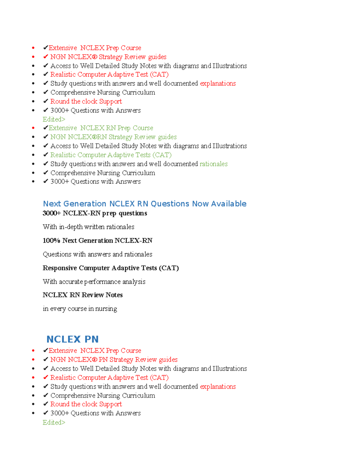 Nclex PN AND Nclex RN Edits - Extensive NCLEX Prep Course NGN NCLEX ...