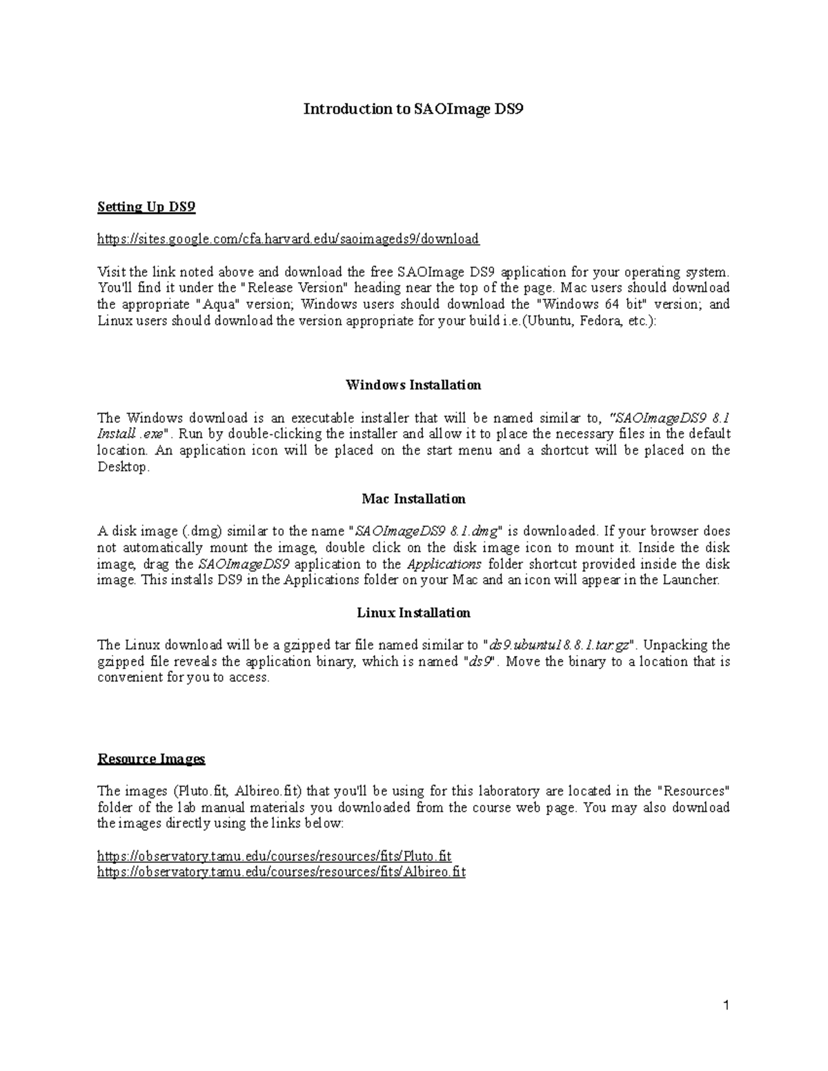 SAOImage Introduction - Introduction to SAOImage DS Setting Up DS - Studocu