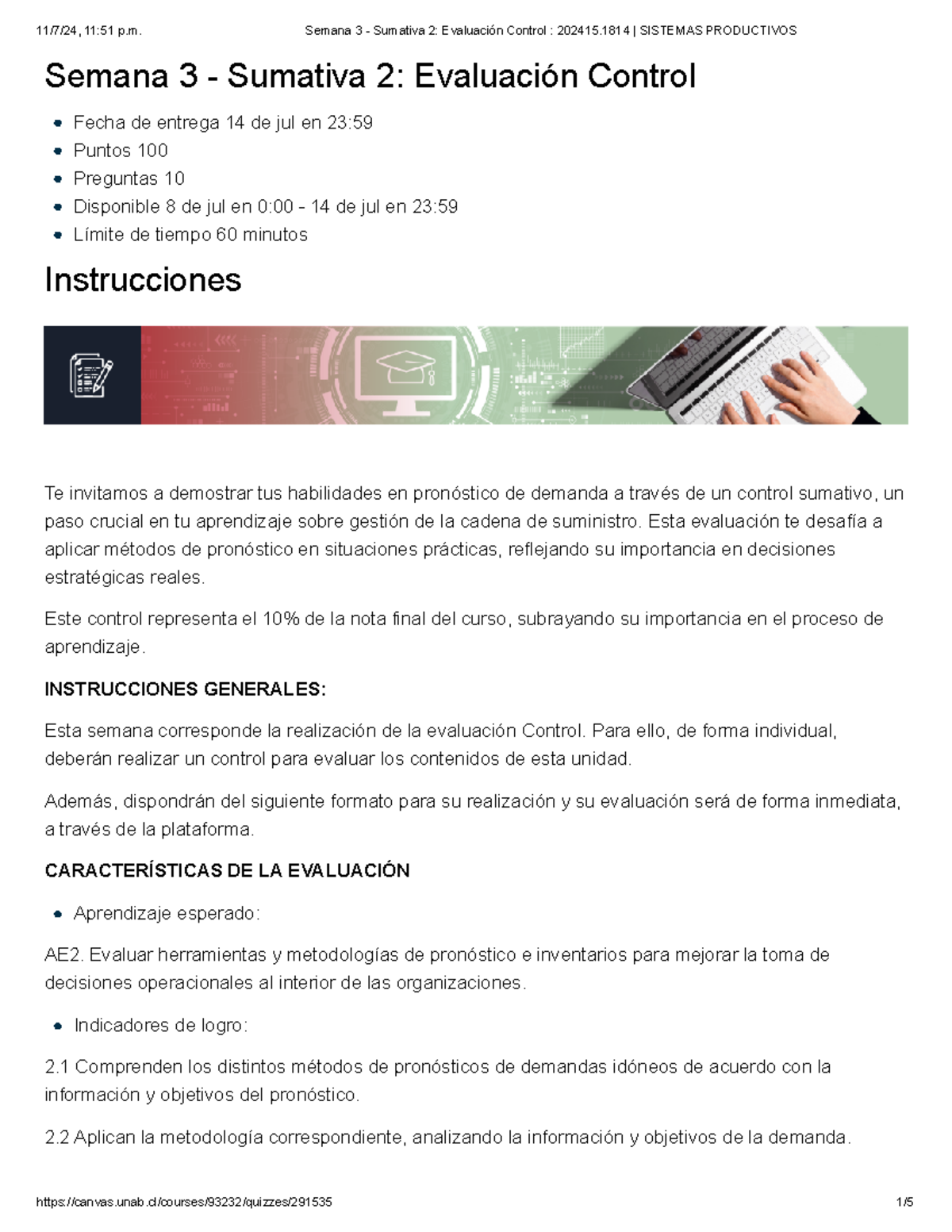 Semana~3 - Sumativa 2 - Semana 3 - Sumativa 2: Evaluación Control Fecha de entrega 14 de jul en ...