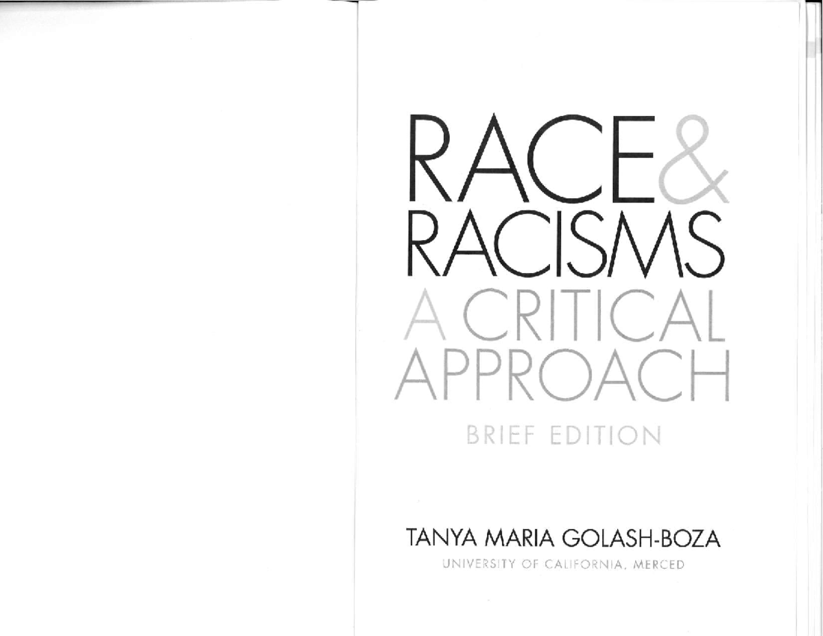 Tanya Maria Golash Boza - Racisms, Racial Ideologies, and Sociological ...