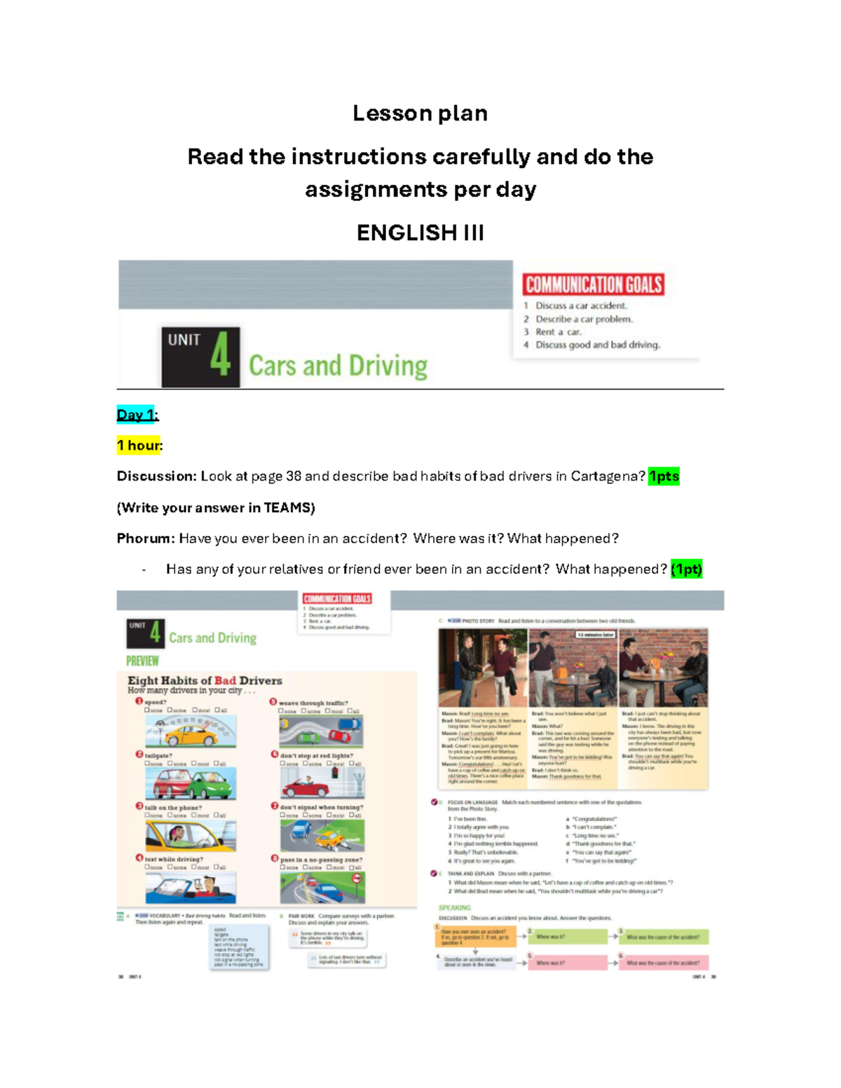 3. Lesson plan October 2085- E3 - Lesson plan Read the instructions ...