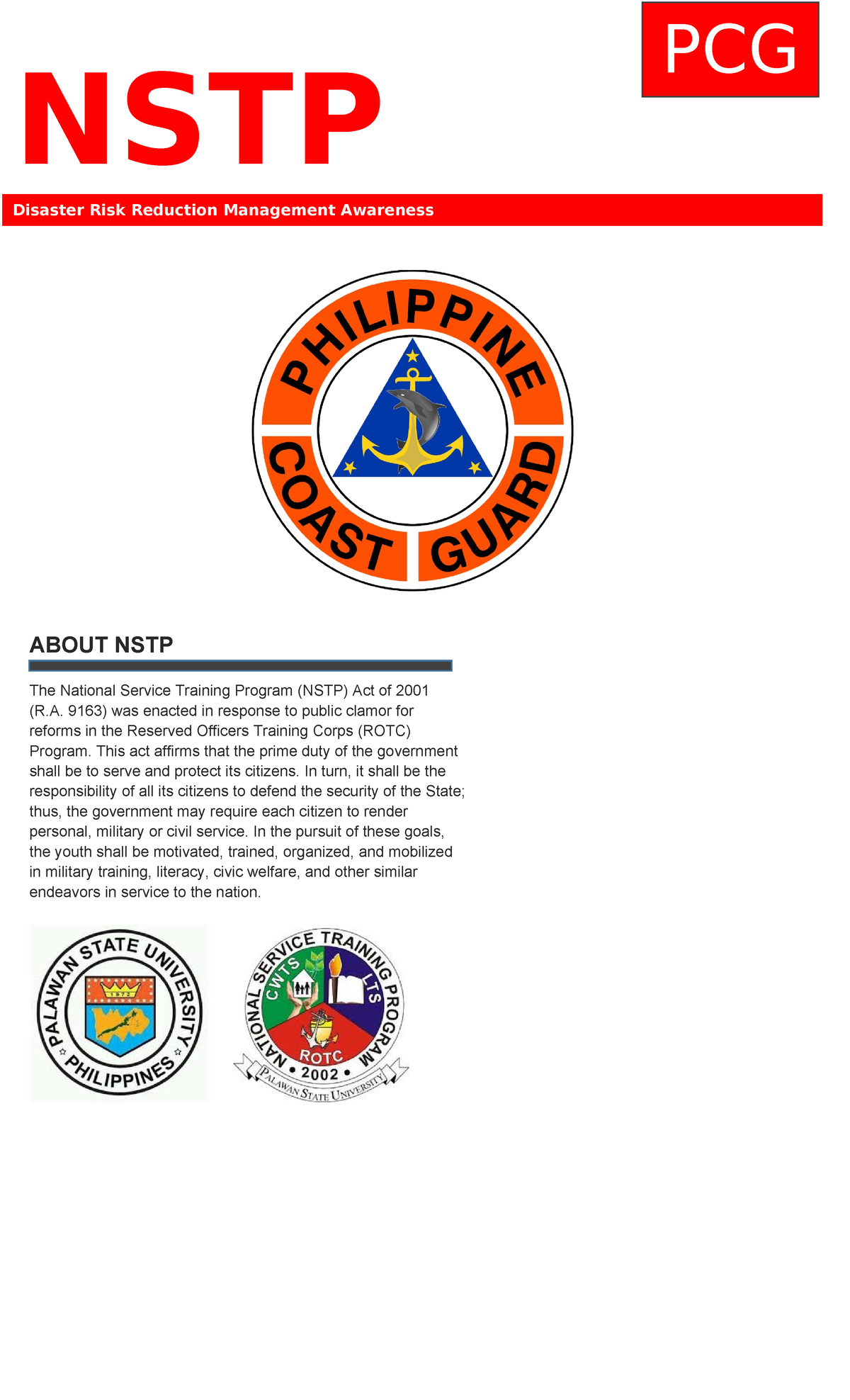 Module-7 Disaster-1 - nkne - ABOUT NSTP The National Service Training ...