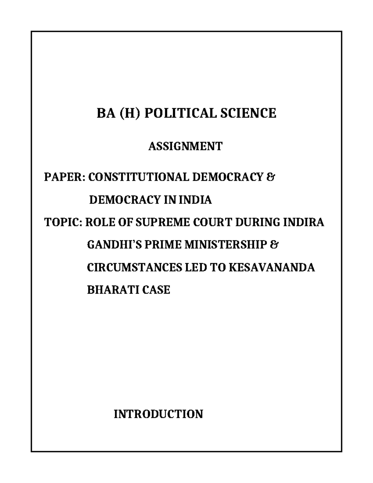 CGDI Assignment - BA (H) POLITICAL SCIENCE ASSIGNMENT PAPER ...