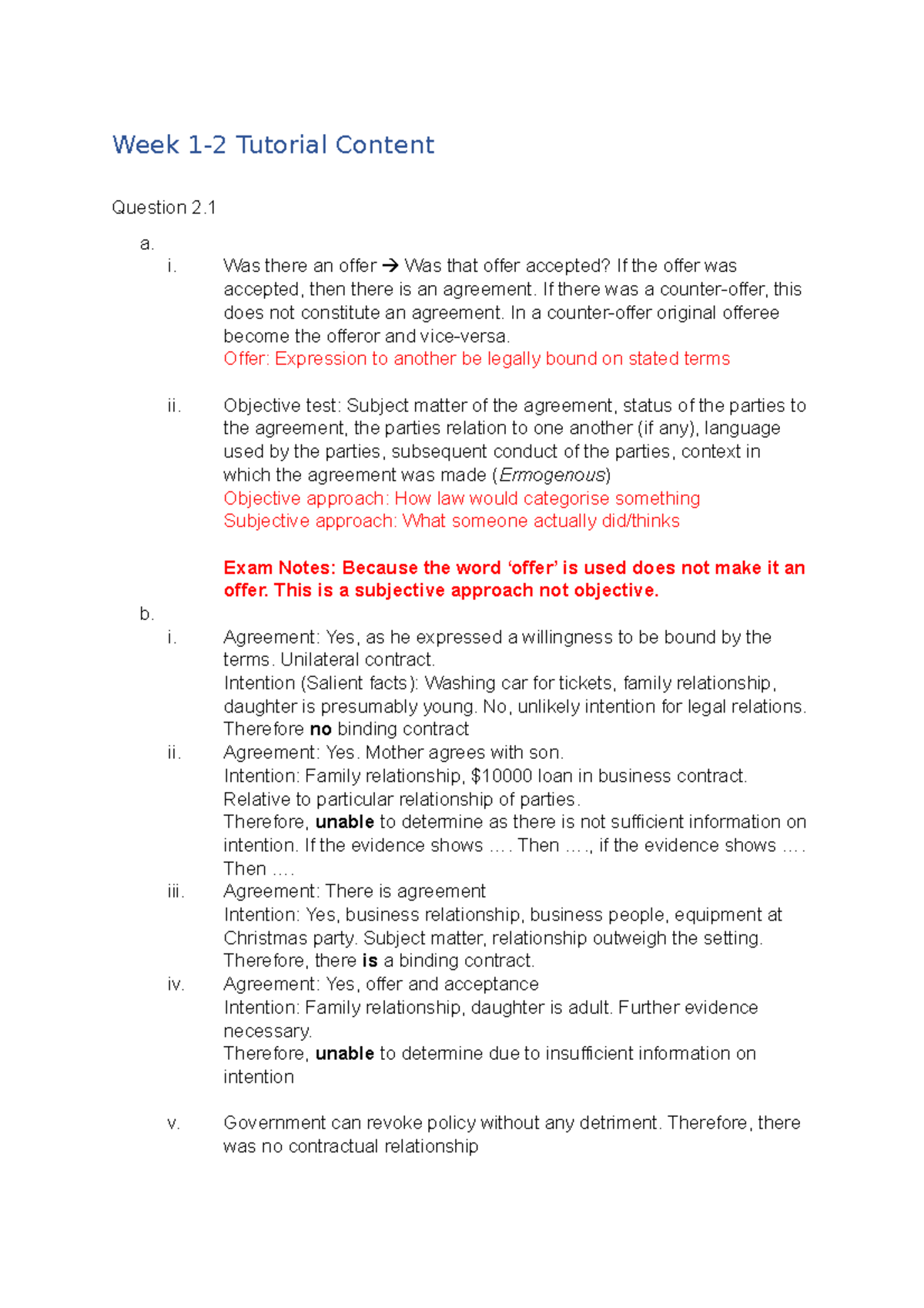 LLB202 Notes- Tutorial - Week 1-2 Tutorial Content Question 2. a. i ...