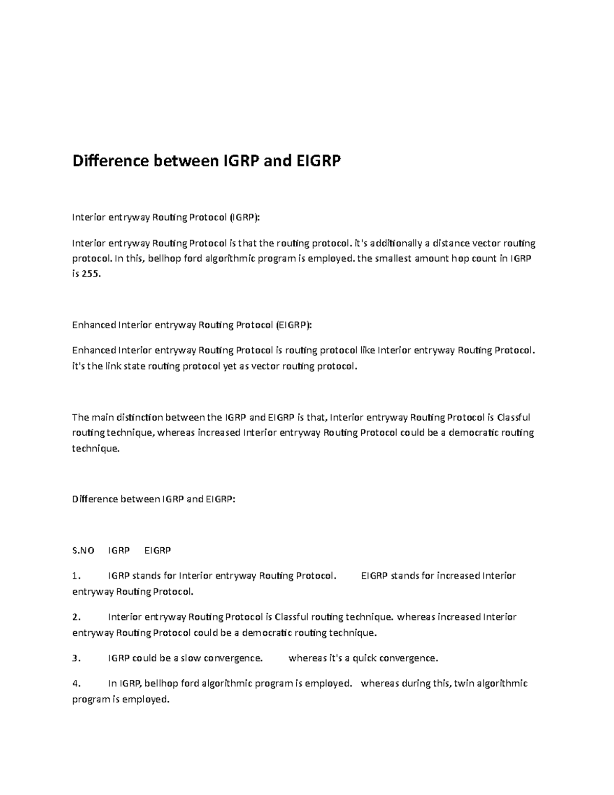 Difference between IGRP and Eigrp - Difference between IGRP and EIGRP Interior entryway Routing ...