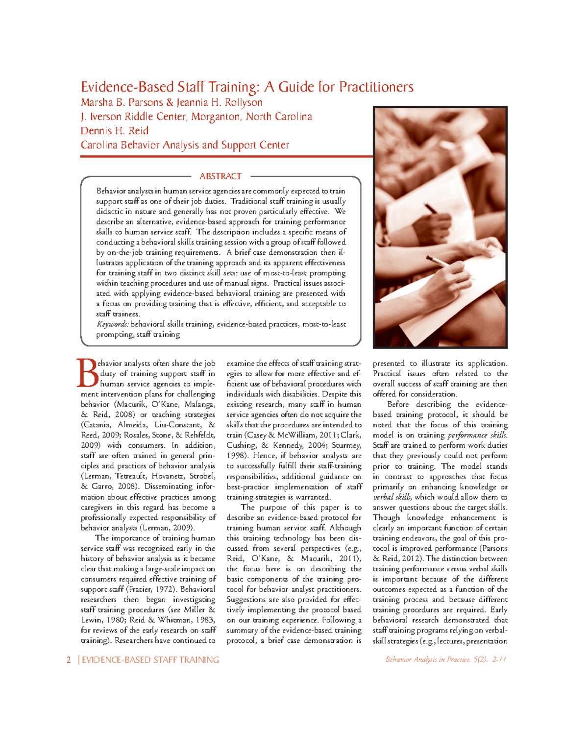 BST - avaliação - ehavior analysts often share the job duty of training ...