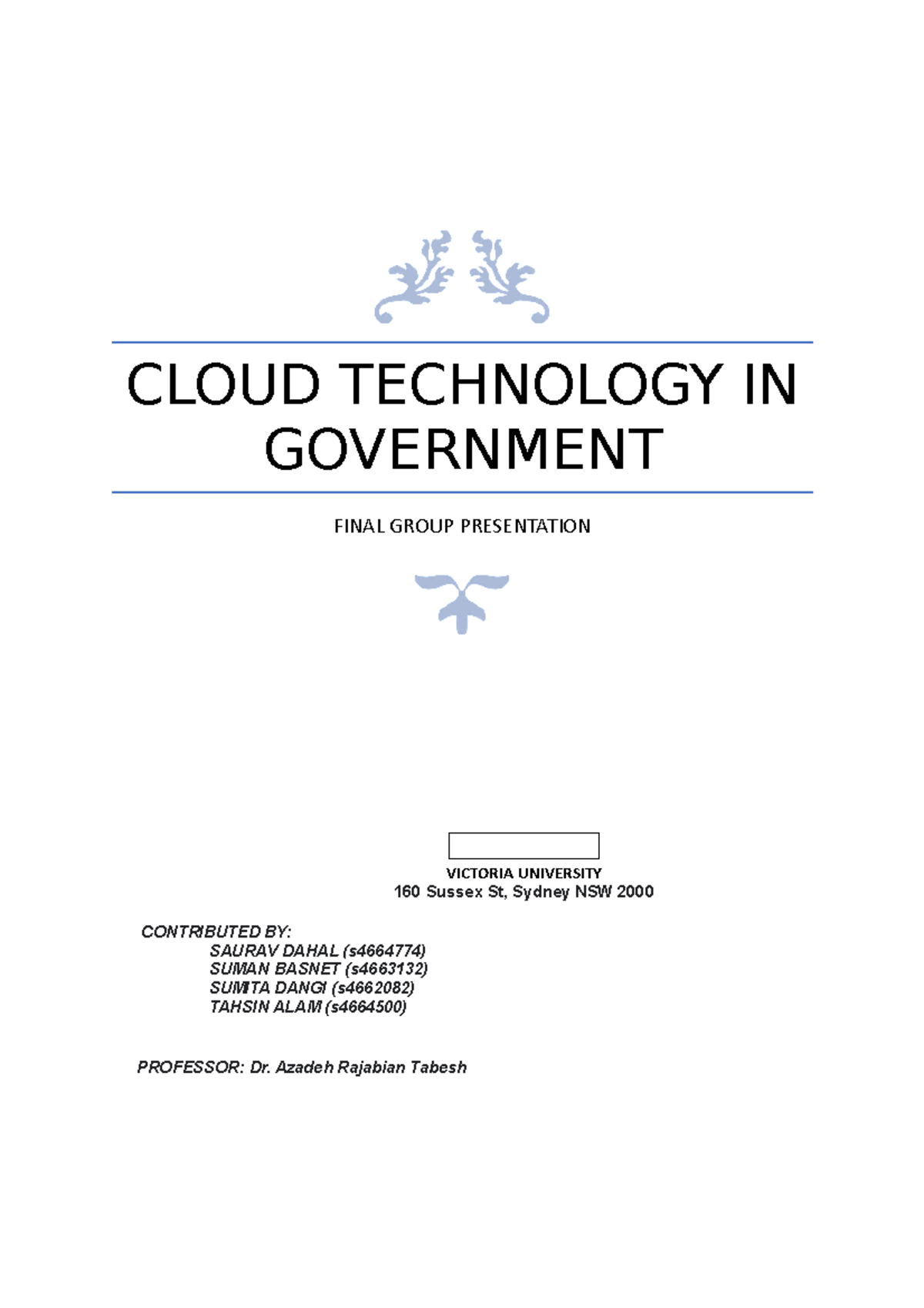Cloud Technology IN Government - CLOUD TECHNOLOGY IN GOVERNMENT FINAL ...