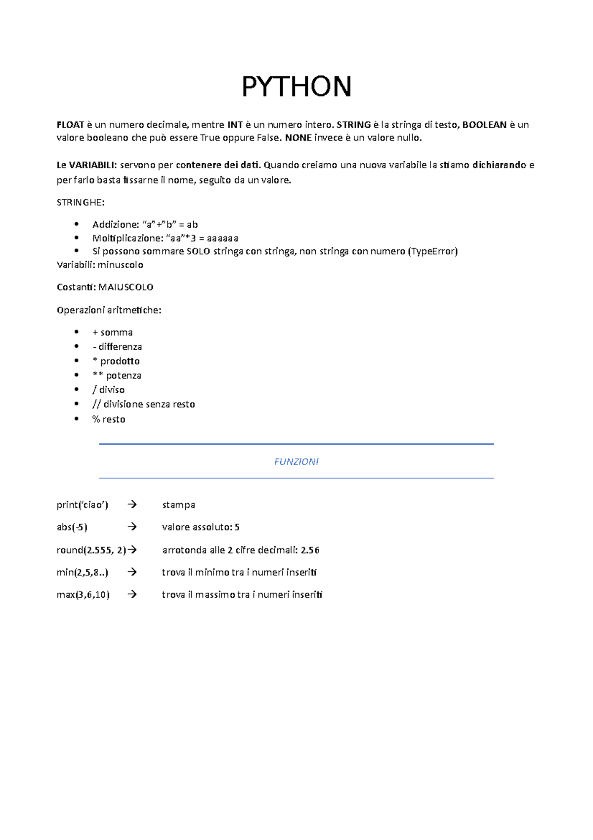 Python teoria per programmare - PYTHON FLOAT è un numero decimale ...