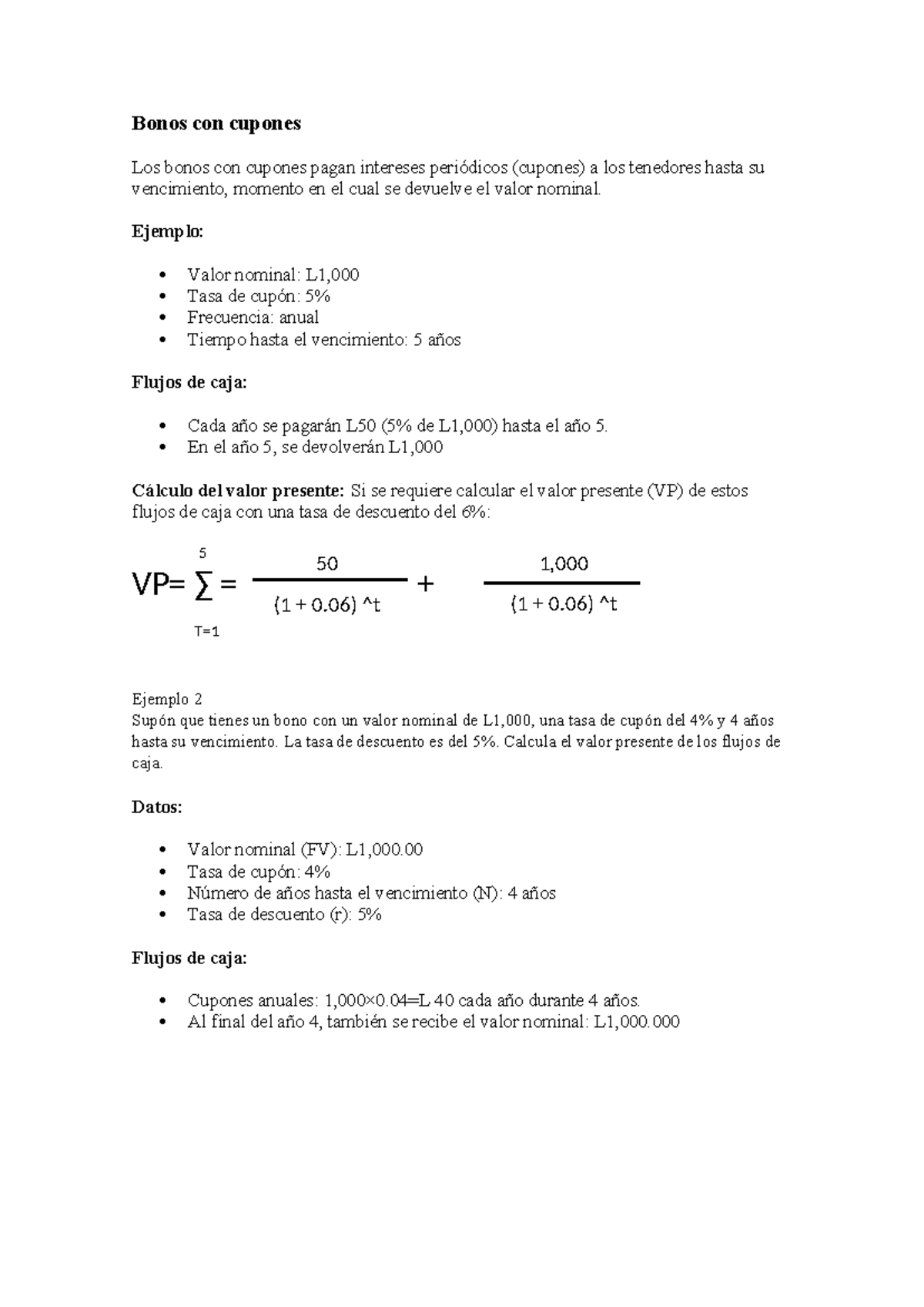 Ejercicios Bonos Y Acciones - Bonos con cupones Los bonos con cupones ...
