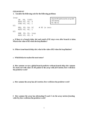 CSE140 HW6 - Professor Leung - CSE 140 HW Assume that the following MIPS code is executed on a ...
