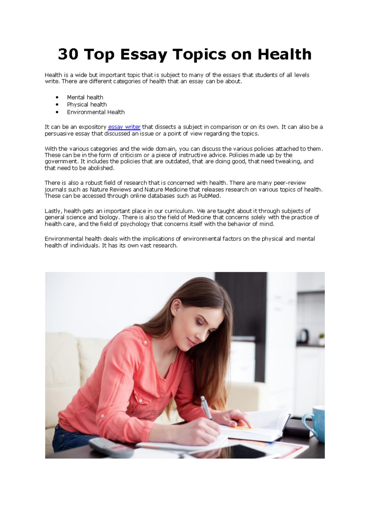 30 Top Essay Topics on Health - 30 Top Essay Topics on Health Health is ...