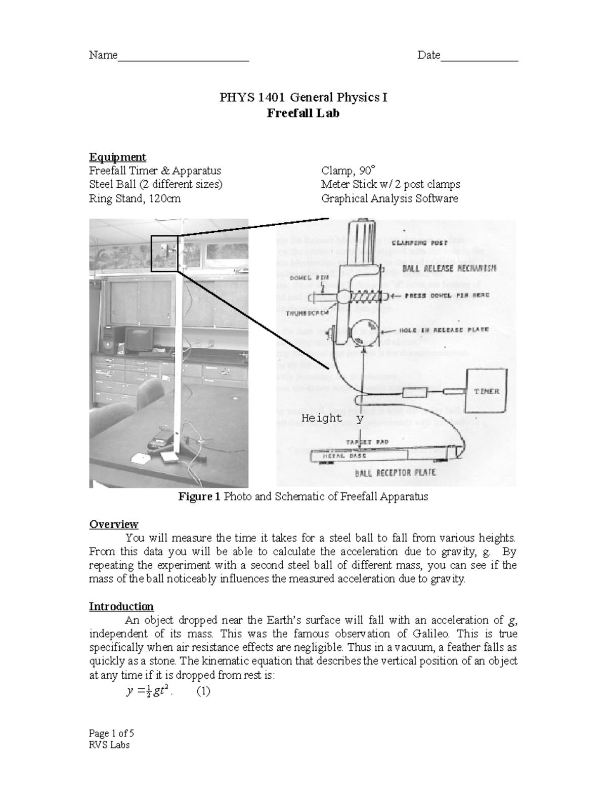 Freefall Lab Fa07-RVS - Free fall lab experment - Name ...