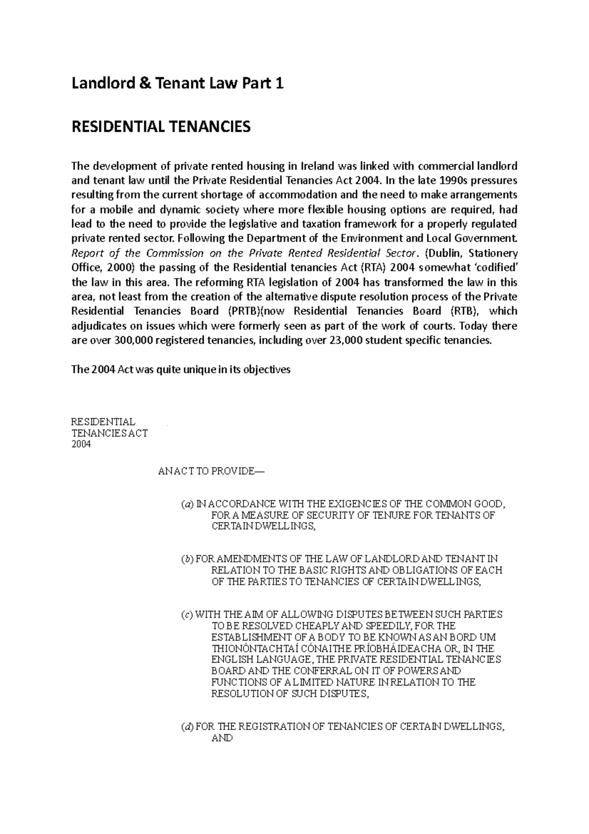 2023 Landlord & Tenant Law Part 1 - Landlord & Tenant Law Part 1 ...