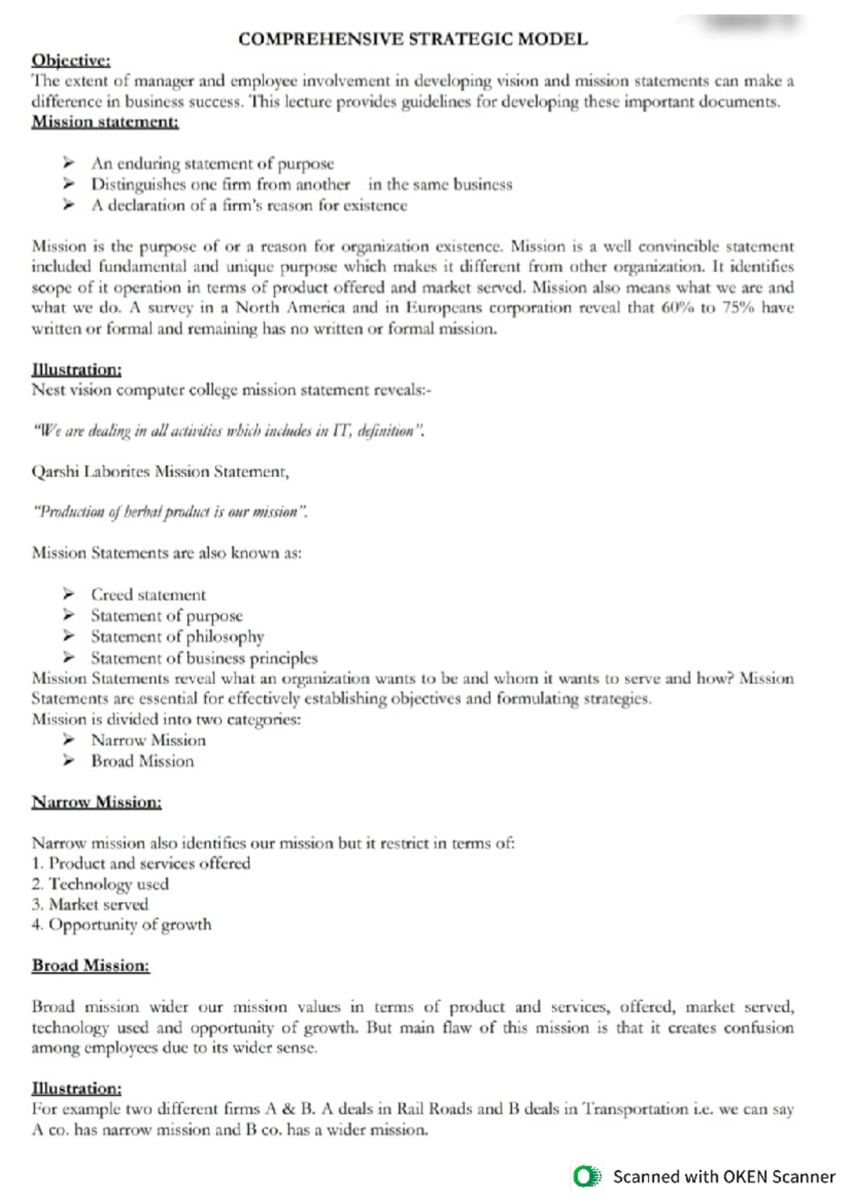 Strategic Management - Comprehensive Strategic Model, Characteristics ...