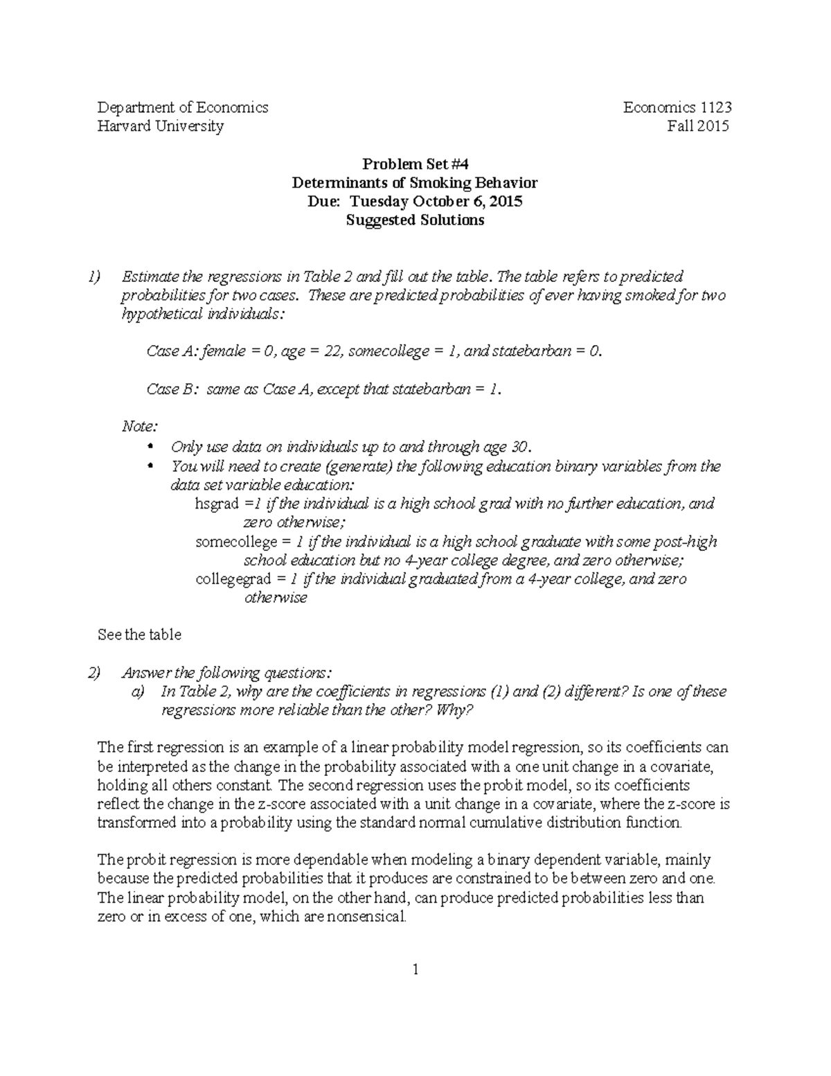 Seminar assignments - Problem set 4 - Department of Economics Harvard ...