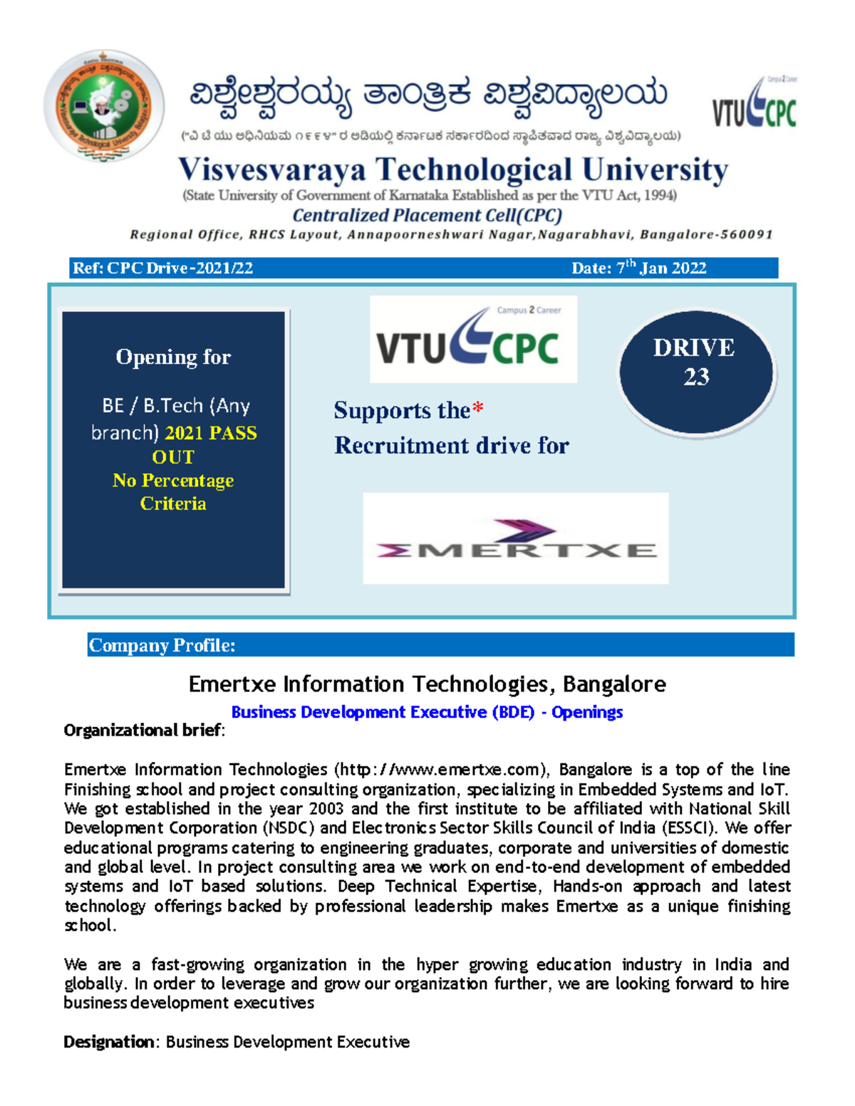 Drive 23 for Emertxe - Hxhd dhshsh shhshs hshshs hwhwhwhw hwhwbwbs ...