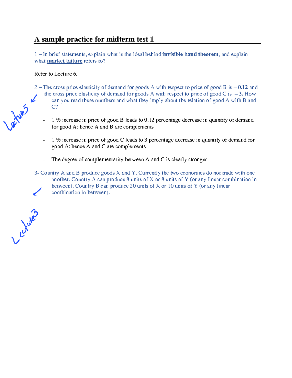Sample Practice Midterm 1 - solutions - ECON 201 - UCalgary - Studocu