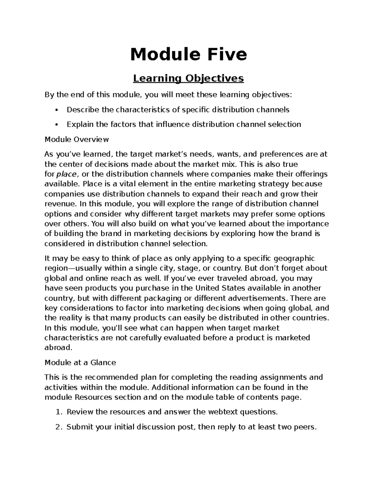 Module 5 - Module Five Learning Objectives By the end of this module, you will meet these ...