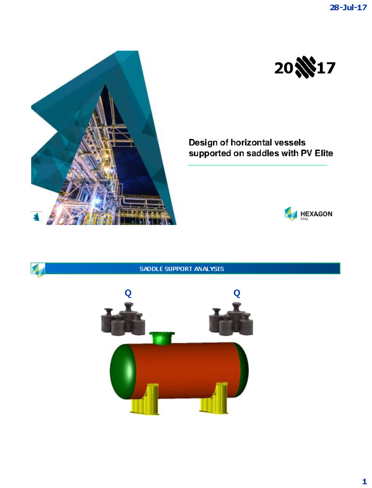 Design of horizontal vessels supported on saddles - H = 9 648. 1 200 ...