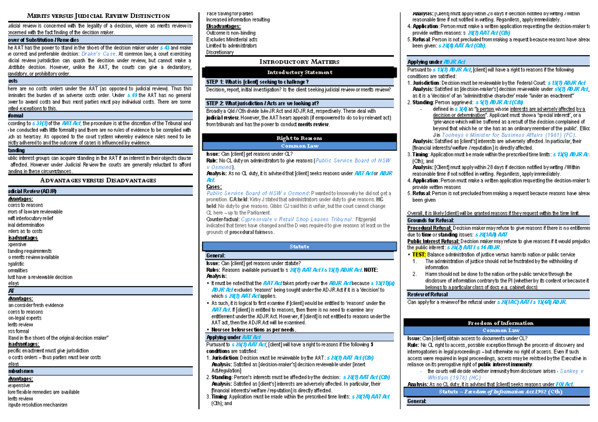 7516-sample - administrative law - MERITS VERSUS JUDICIAL REVIEW ...