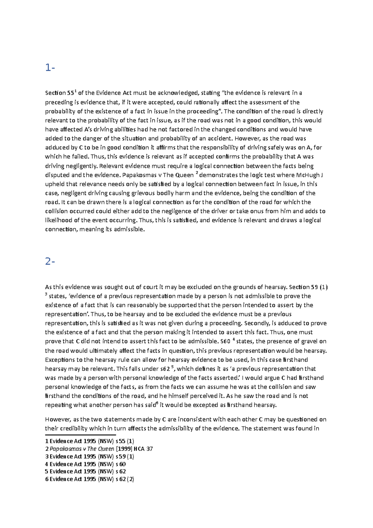 Evidence and proof assignment - 1- Section 55 1 of the Evidence Act ...