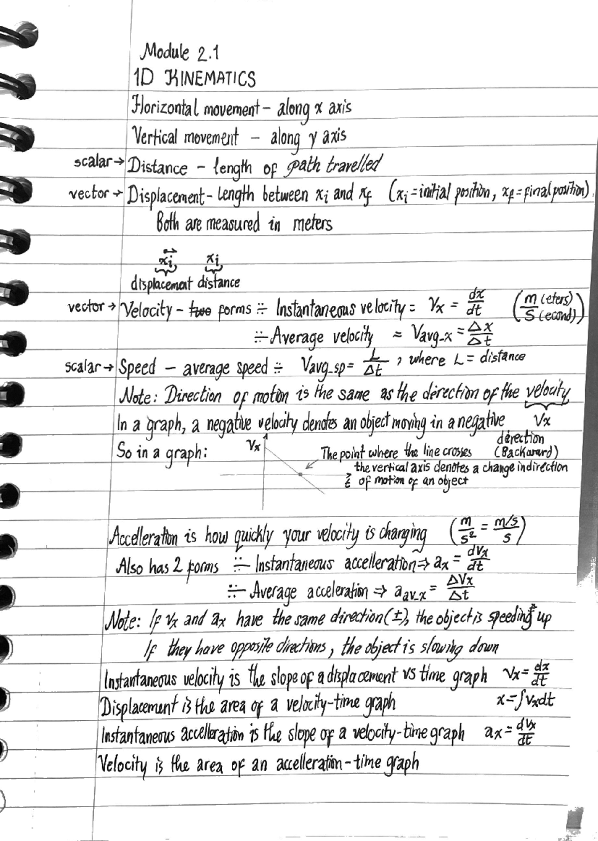 UP1 Lecture Notes 2: 1D Kinematics - Module 2 1D KINEMATICS Horizontal ...