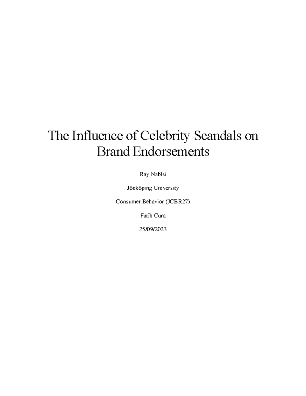 Individual Assignment Consumer Behaviour - The Influence of Celebrity ...