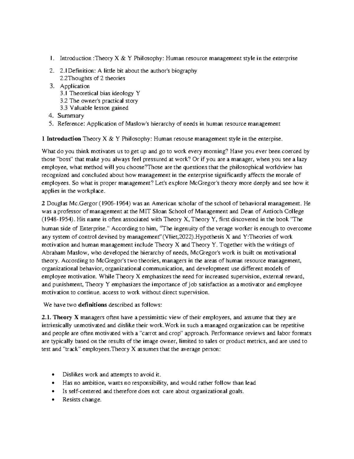 SS160561- Pham Nguyen Tuong Vy- MGT103-Individual Assignment - Introduction :Theory X & Y - Studocu