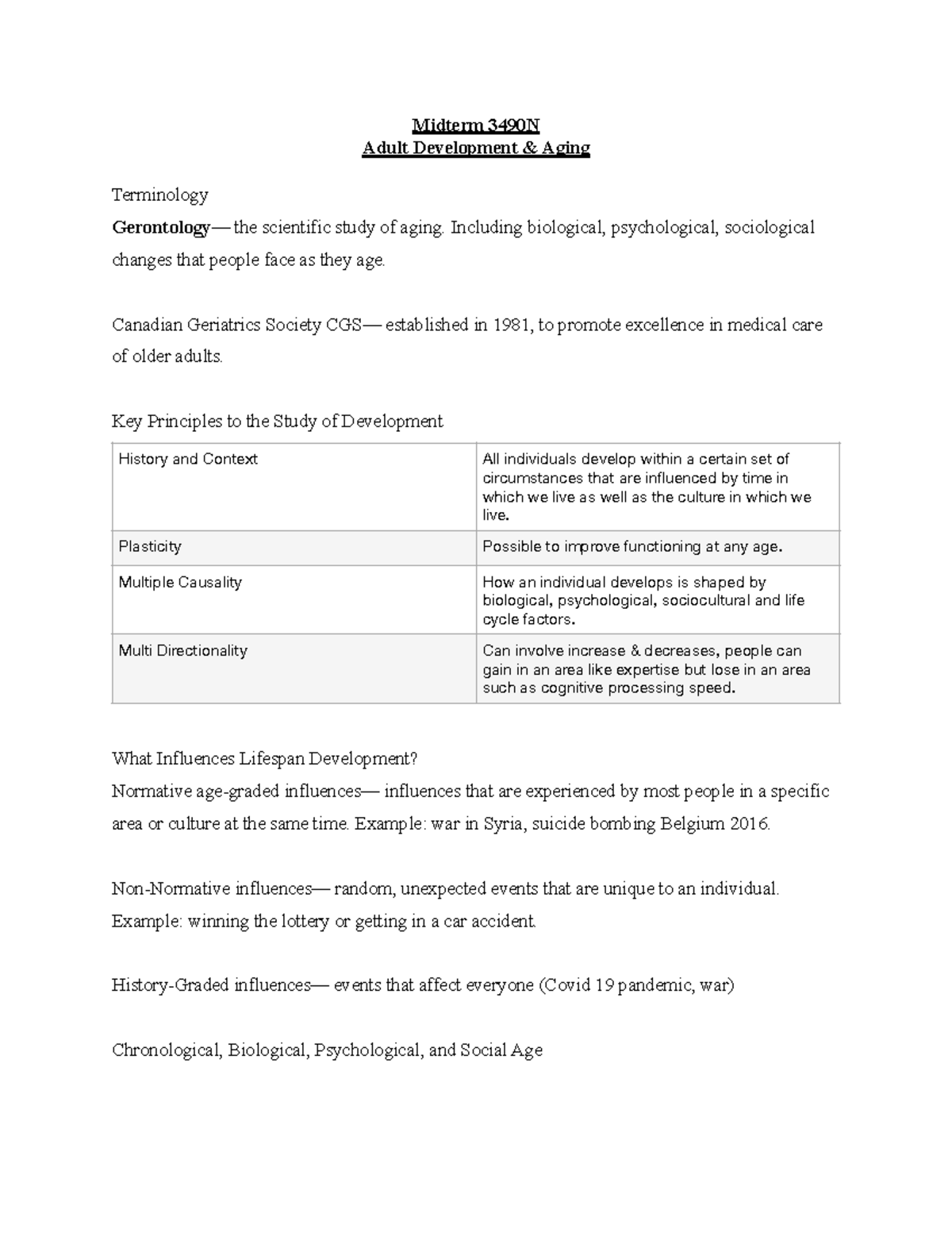 3490 midterm study notes - Midterm 3490N Adult Development & Aging ...