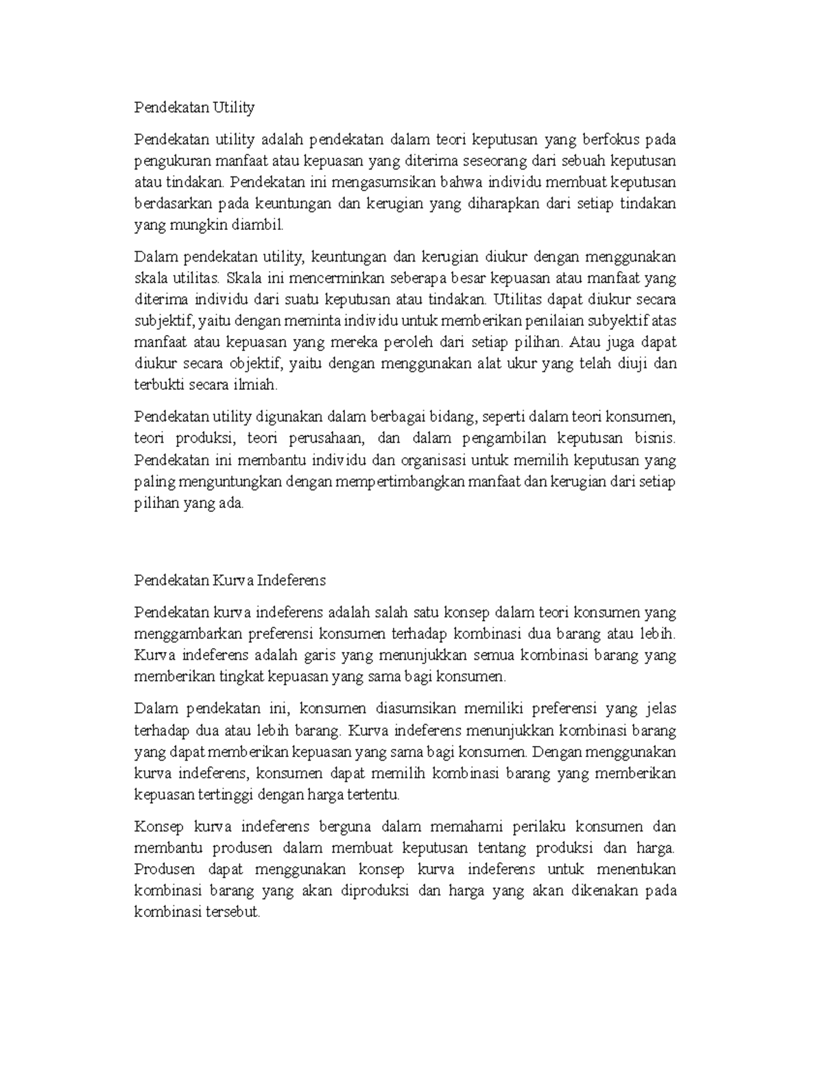 Pendekatan Utility - catatan - Pendekatan Utility Pendekatan utility ...