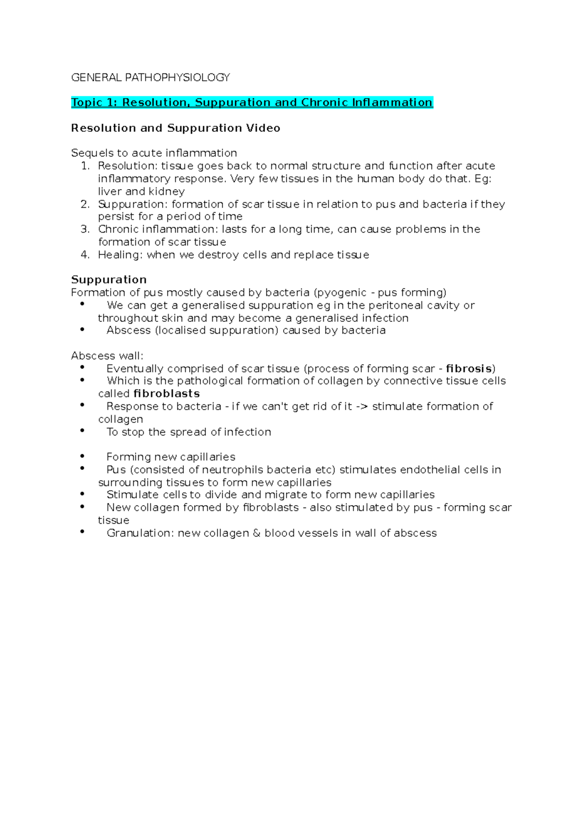 General Pathophysiology - GENERAL PATHOPHYSIOLOGY Topic 1: Resolution ...