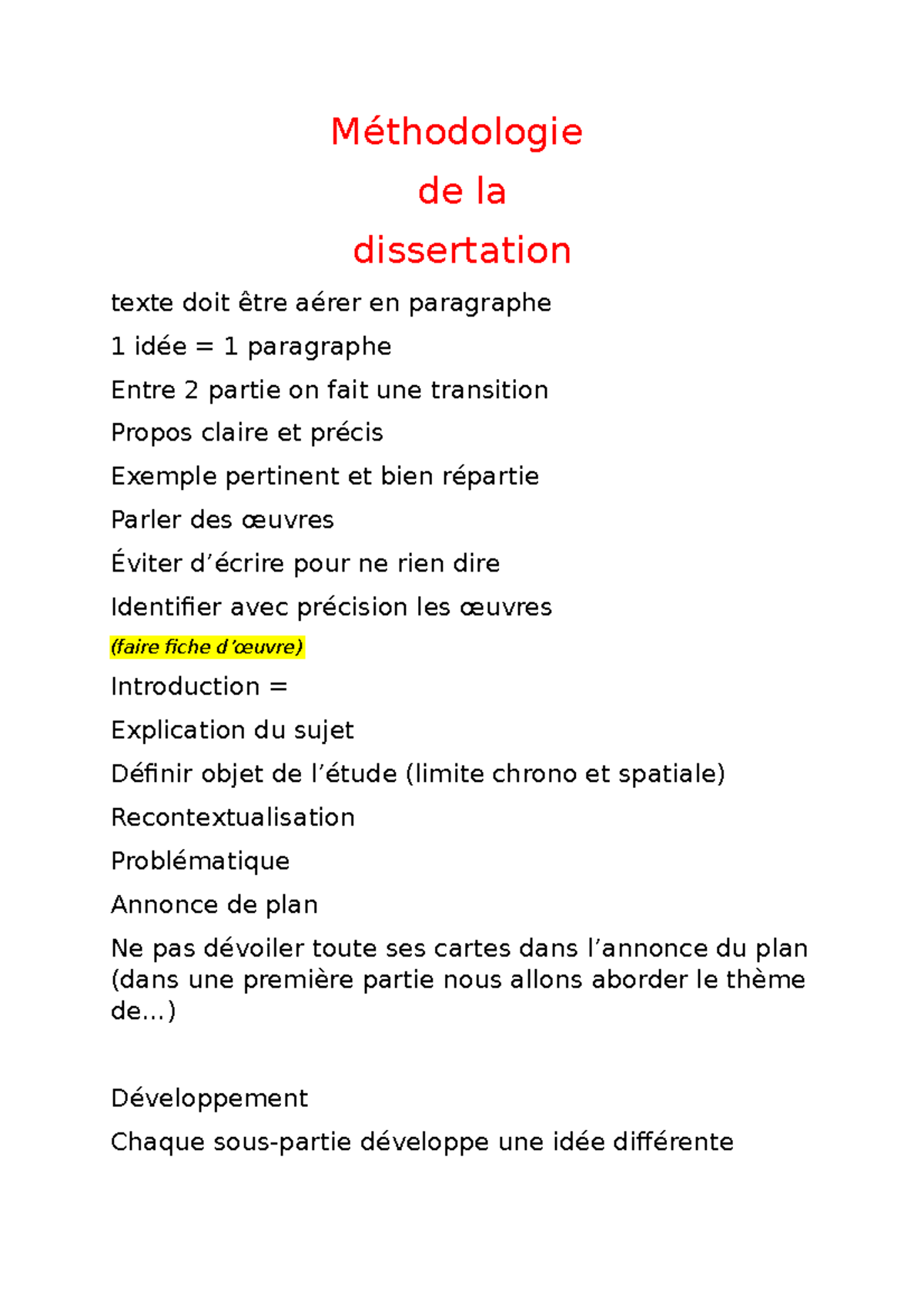 Méthodo dissertation - Méthodologie de la dissertation texte doit être ...