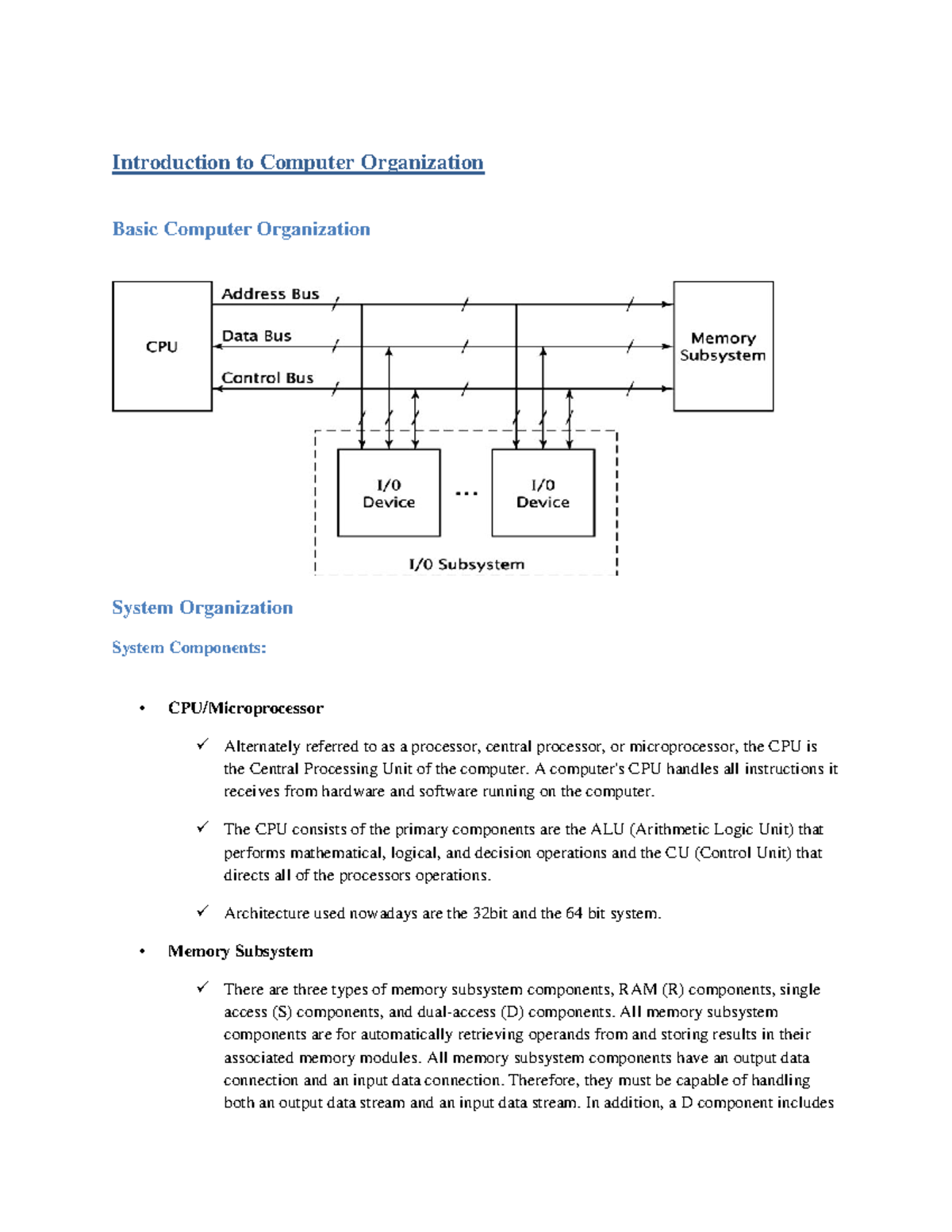 Computer Systems - Introduction to Computer Organization Basic Computer ...
