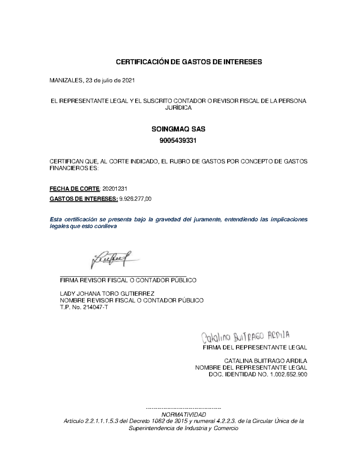 7 5 Certificacion De Gastos Por Intereses CertificaciÓn De Gastos De