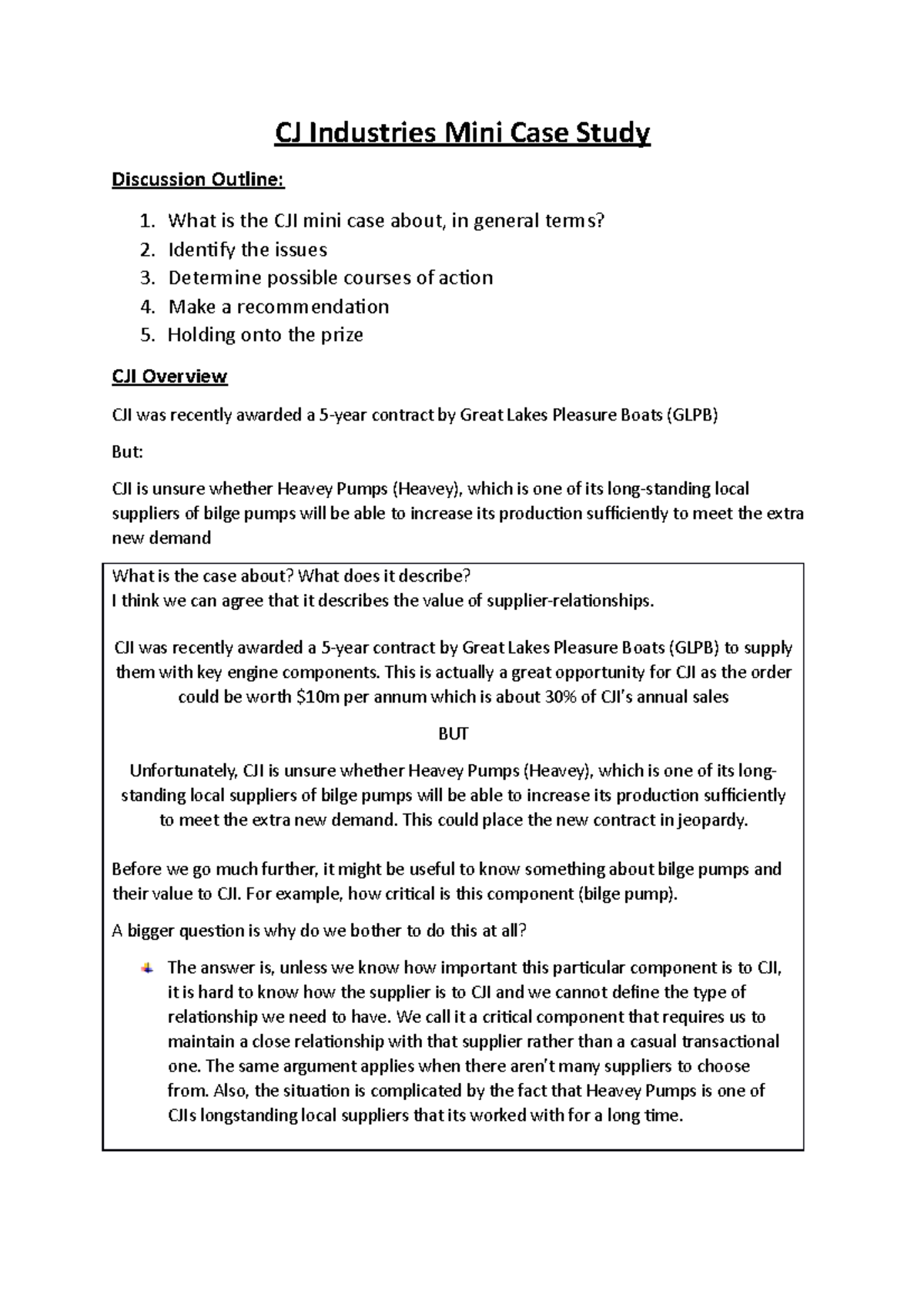 Week 9 - CJ Industries - Case study - CJ Industries Mini Case Study ...