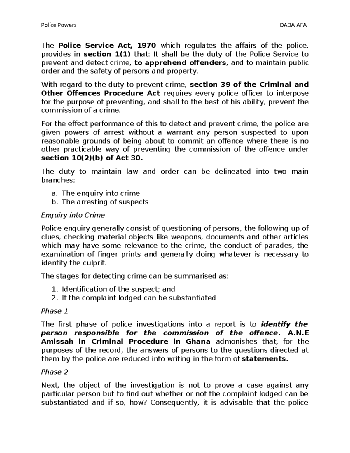 The Police - With regard to the duty to prevent crime, section 39 of ...