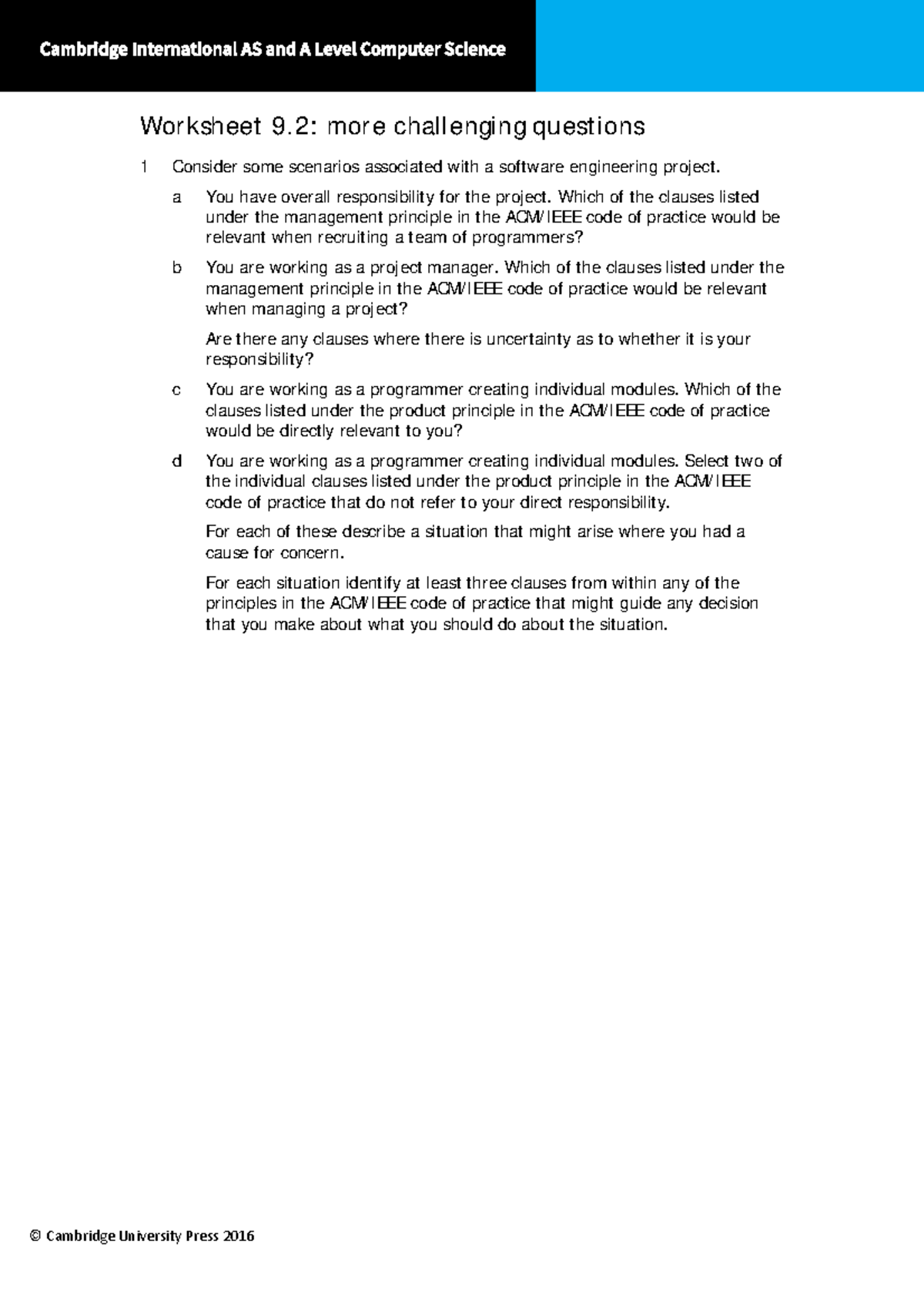 CH 09 Worksheet 2 - © Cambridge University Press 201 6 Worksheet 9 ...