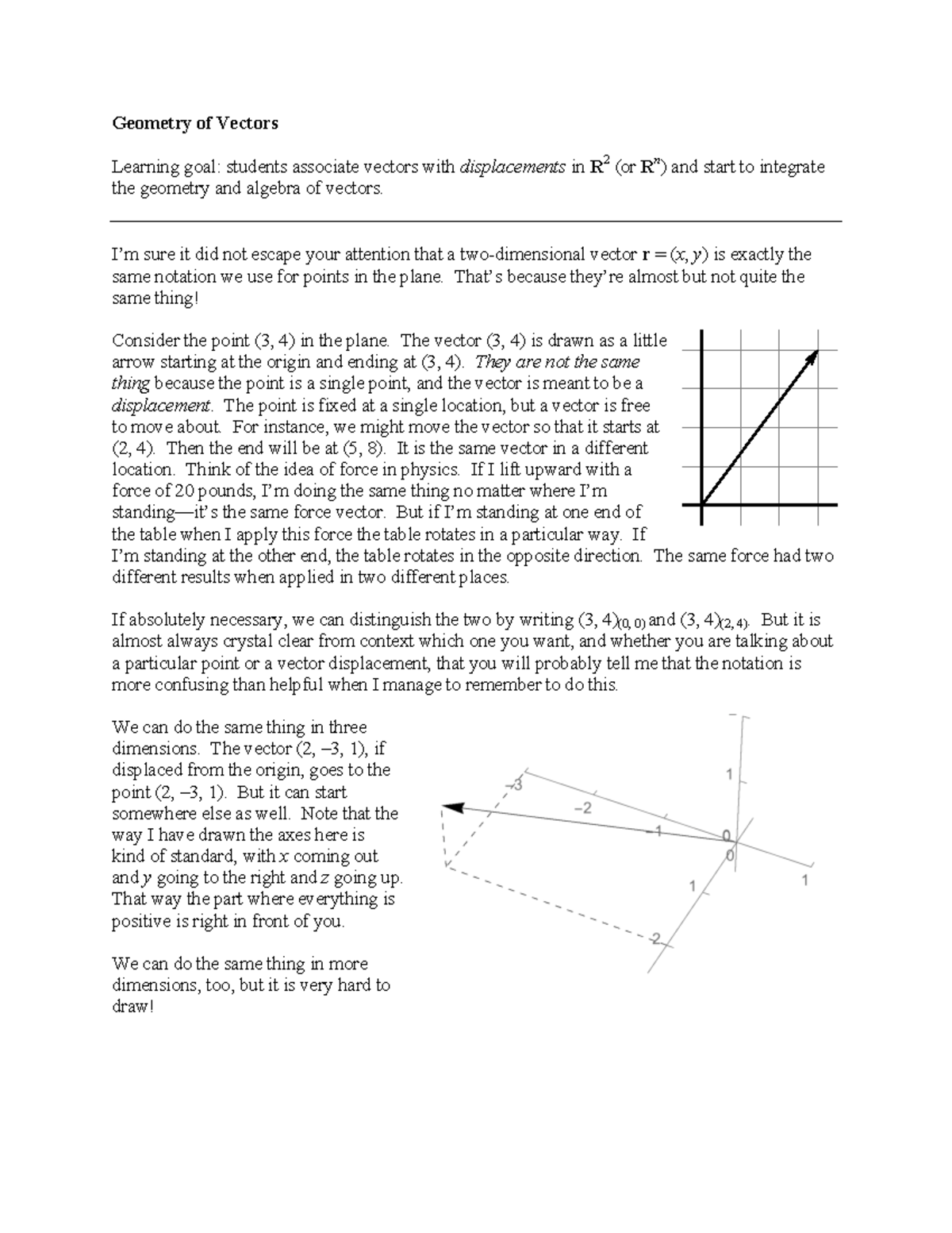 Notes 03-Geometry of Vectors - Geometry of Vectors Learning goal ...