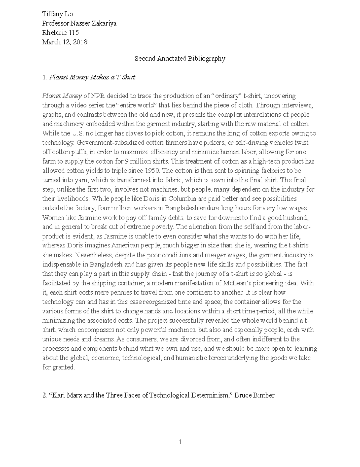 RHET 115 Annotated Bib 2 (Planet Money, Bruce Bimber) - Professor ...