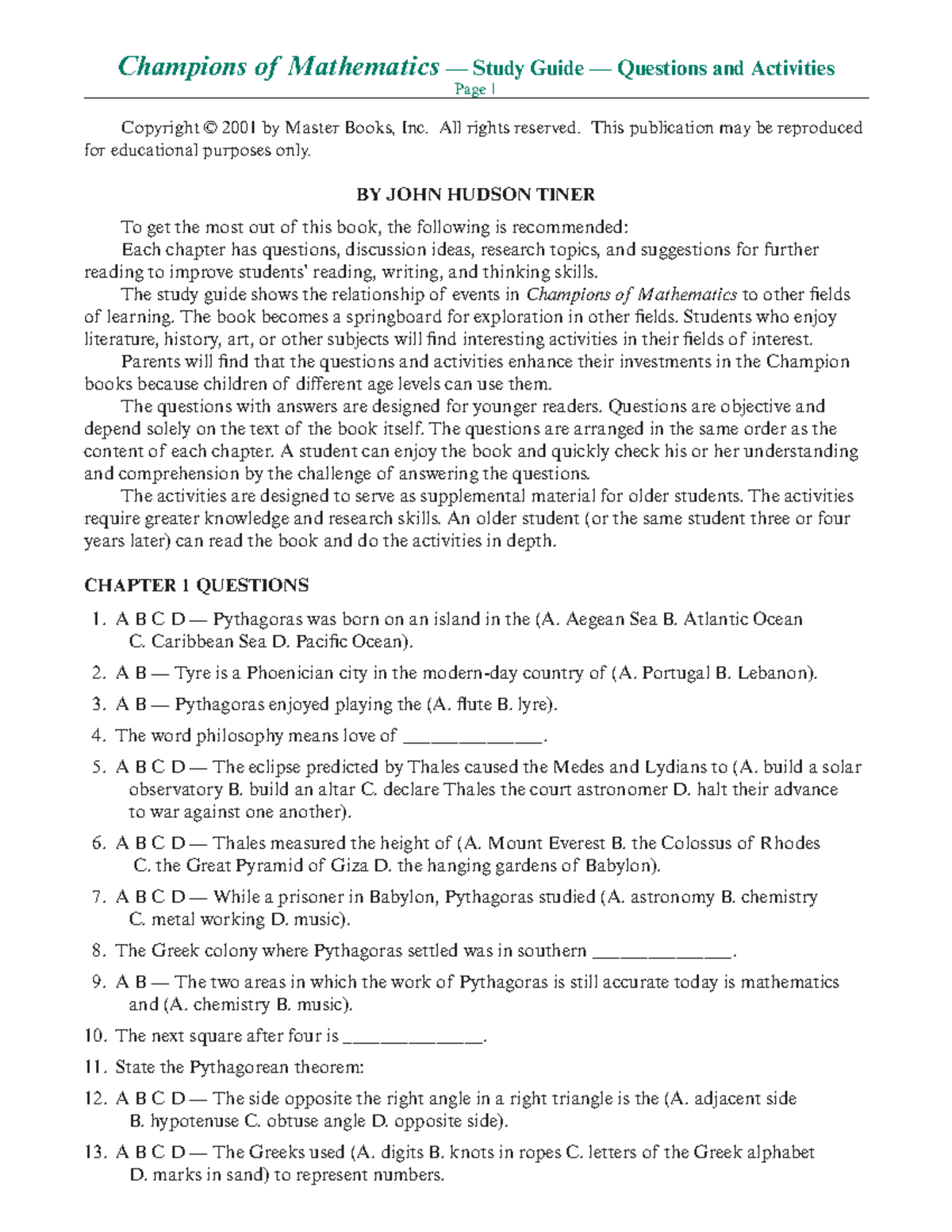 Study Guides - Champions of Mathematics (Study Guide) - Page฀ - Studocu