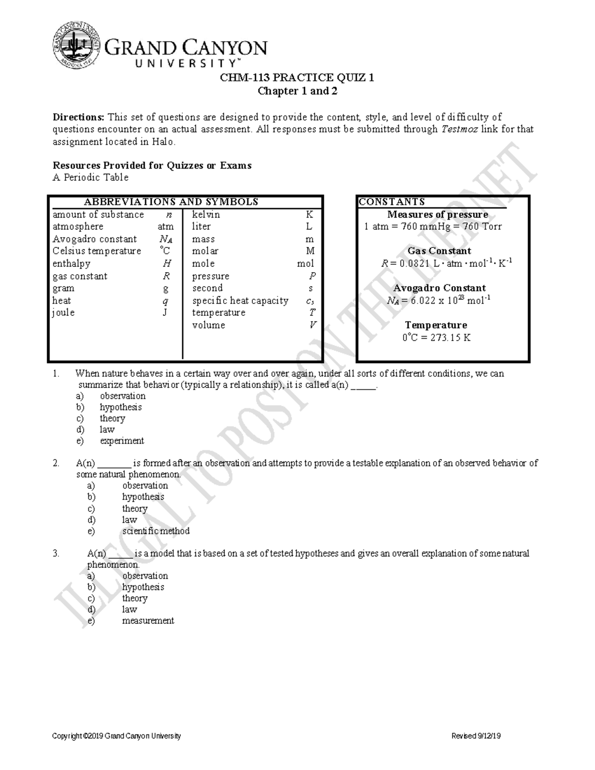 CHM-113 PQ1 Ch1 Ch2 08232023 - CHM-113 PRACTICE QUIZ 1 Chapter 1 and 2 ...
