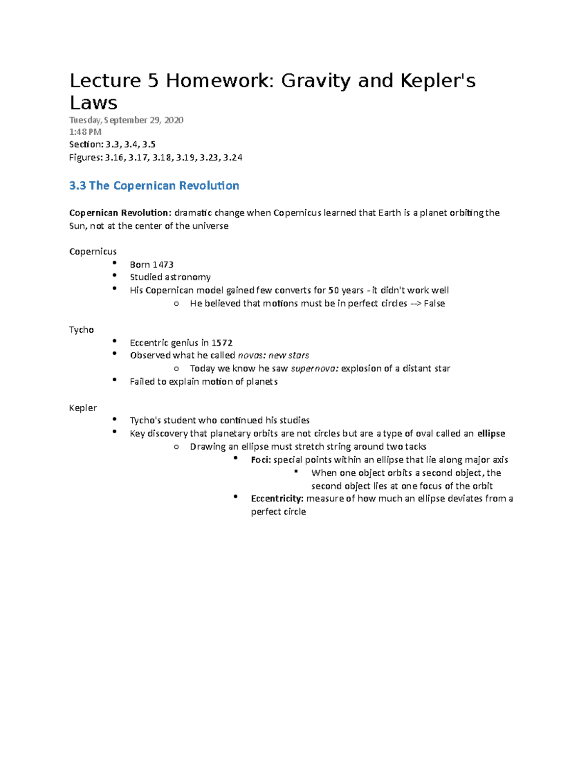 Lecture 5 Homework - Lecture 5 Homework: Gravity and Kepler's Laws Tuesday, September 29, 2020 1 ...