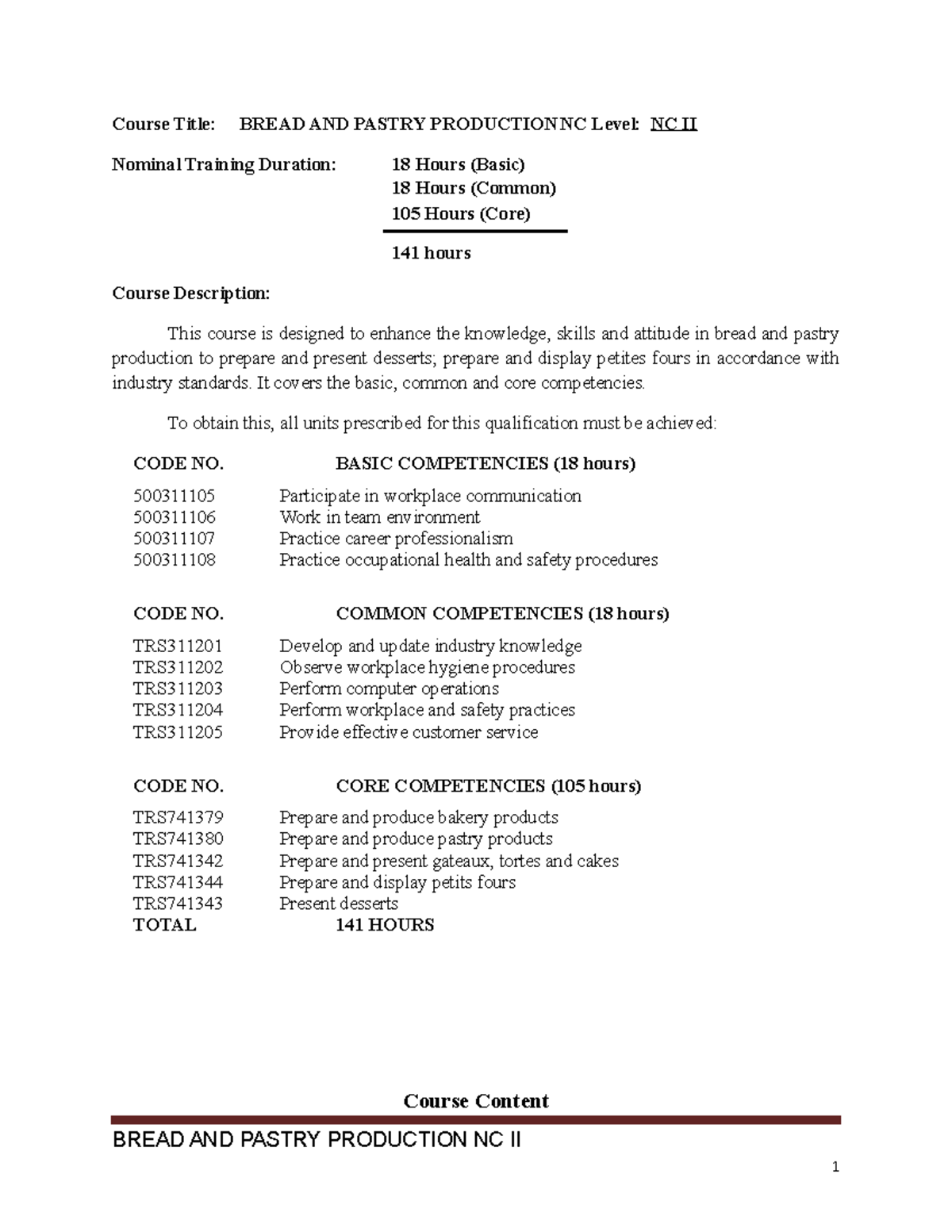 Bread AND Pastry Production NCII Module - Course Title: BREAD AND ...