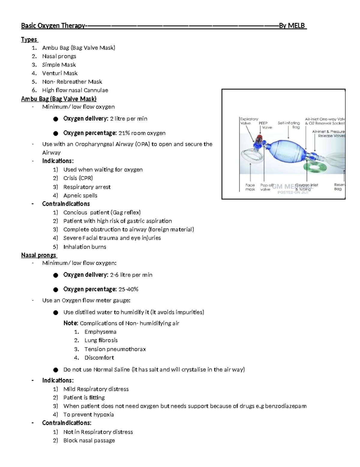 1. OSCE= Basic Oxygen Therapy - Basic Oxygen Therapy-By MELB Types 1 ...