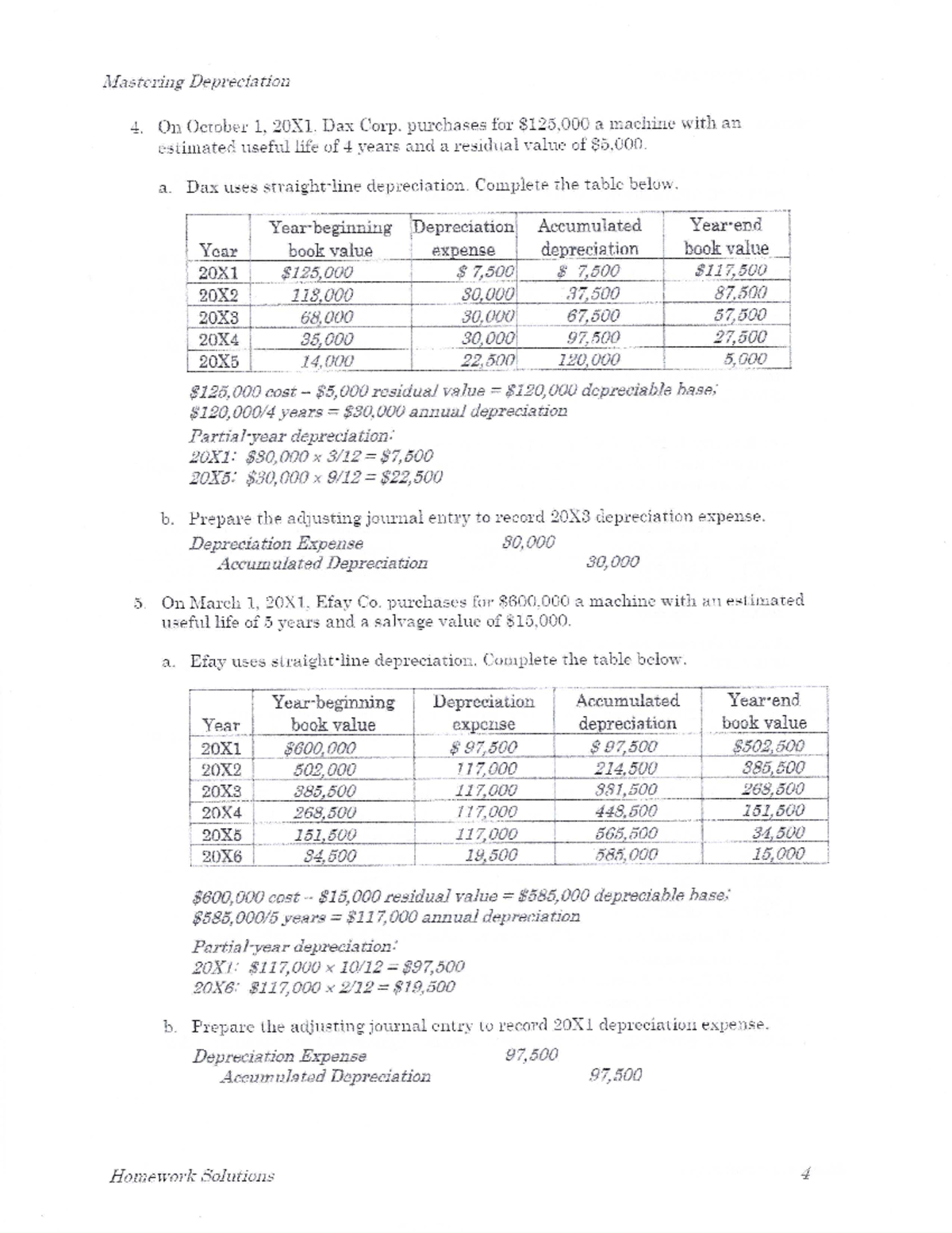 Depreciation Homework 4 - ACC 201 - Studocu