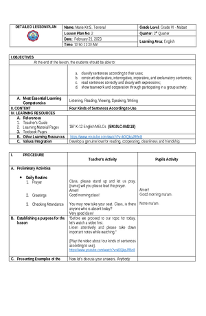Detailed Lesson PLAN - Q3- W2 - DETAILED LESSON 0PLAN Name: Marie Kit S ...