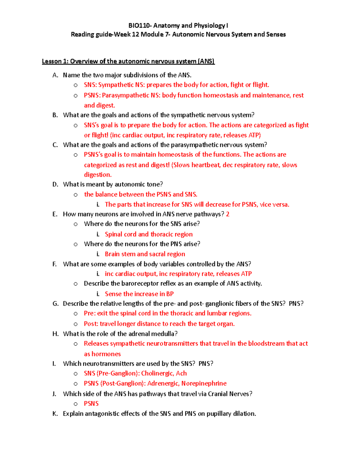 Week 13 Reading Guide - Reading guide-Week 12 Module 7- Autonomic ...
